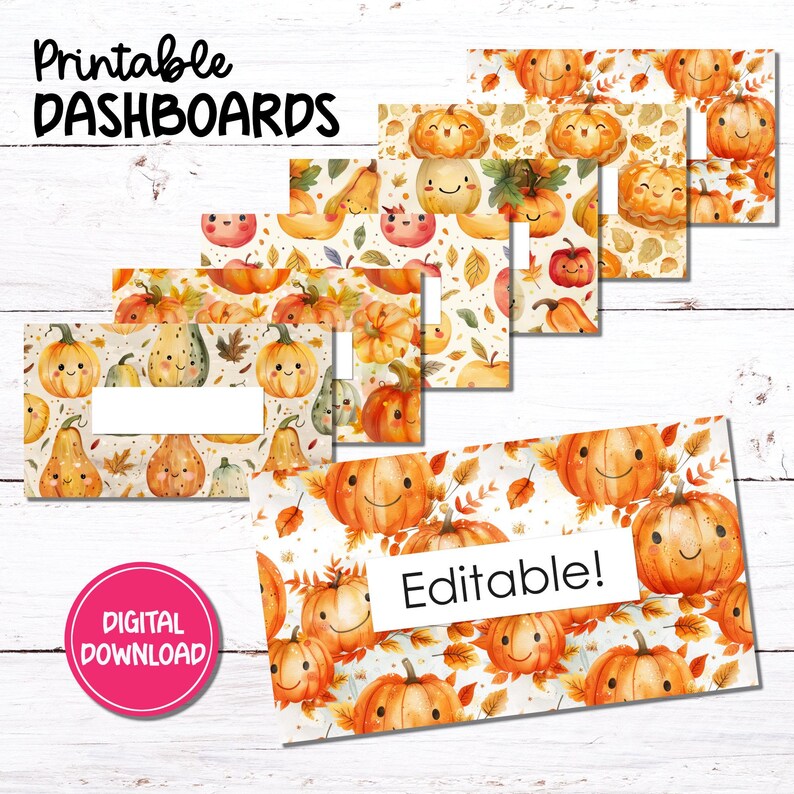 A6 Printable Dashboards | Kawaii Fall | Budget Binder Envelope Inserts ...