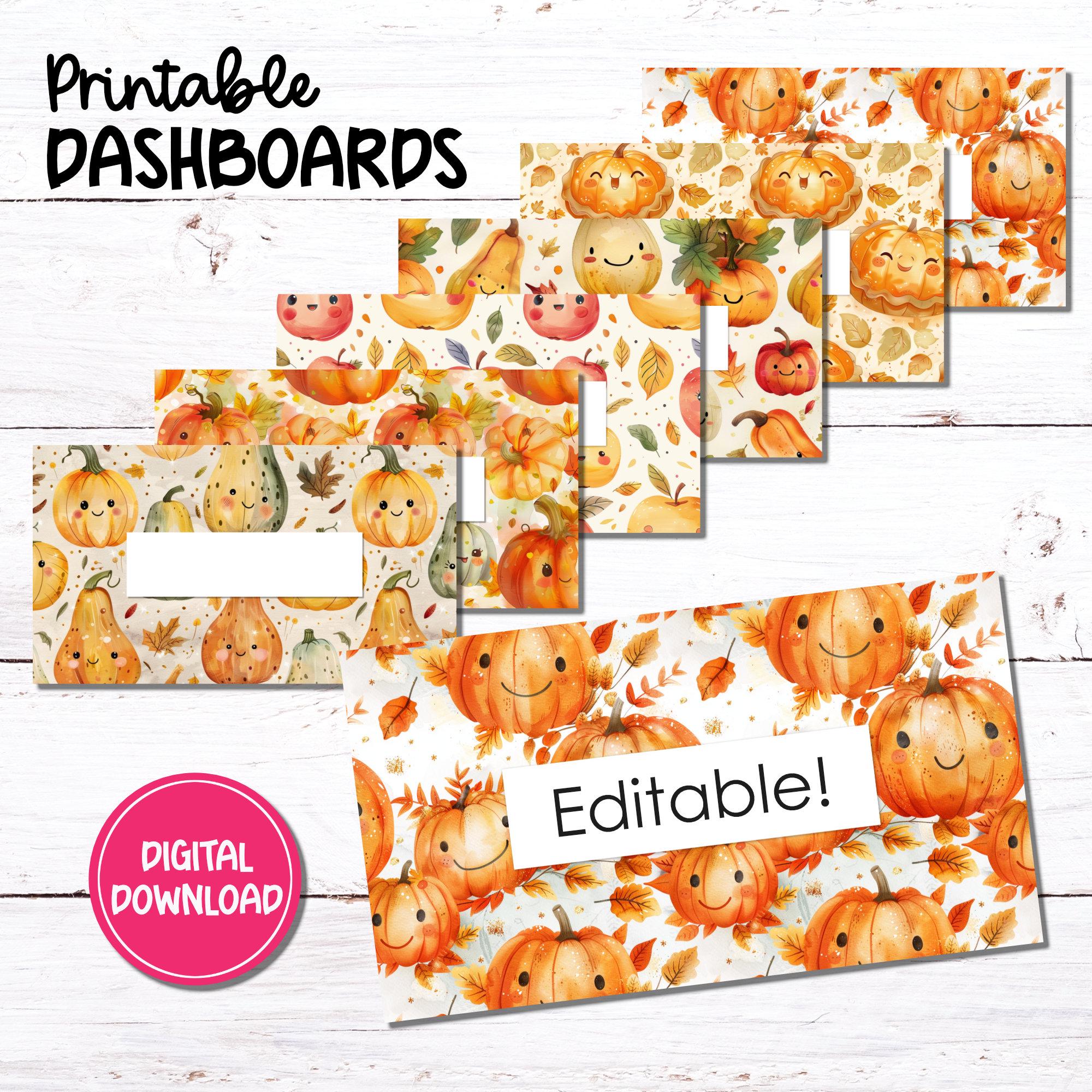 A6 Printable Dashboards | Kawaii Fall | Budget Binder Envelope Inserts ...