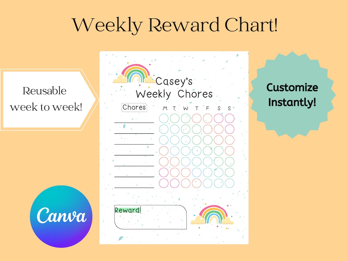 Reward Chart Template, Chore Chart for Kids, Donut Chore Chart ...