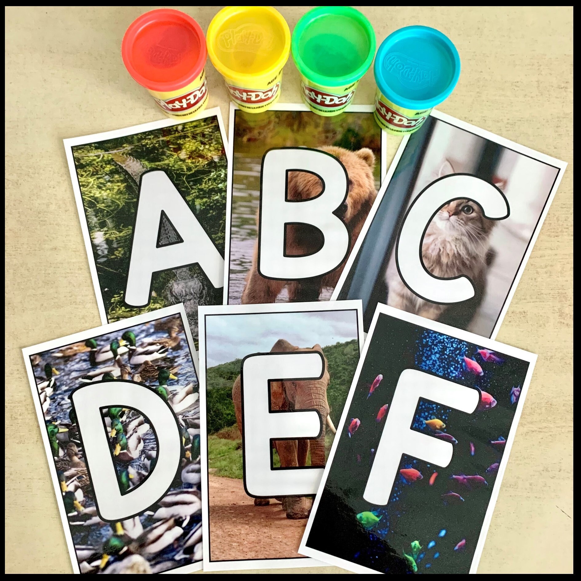 Animal Alphabet Playdough / Playdoh Mats, Animal Alphabet Cards ...
