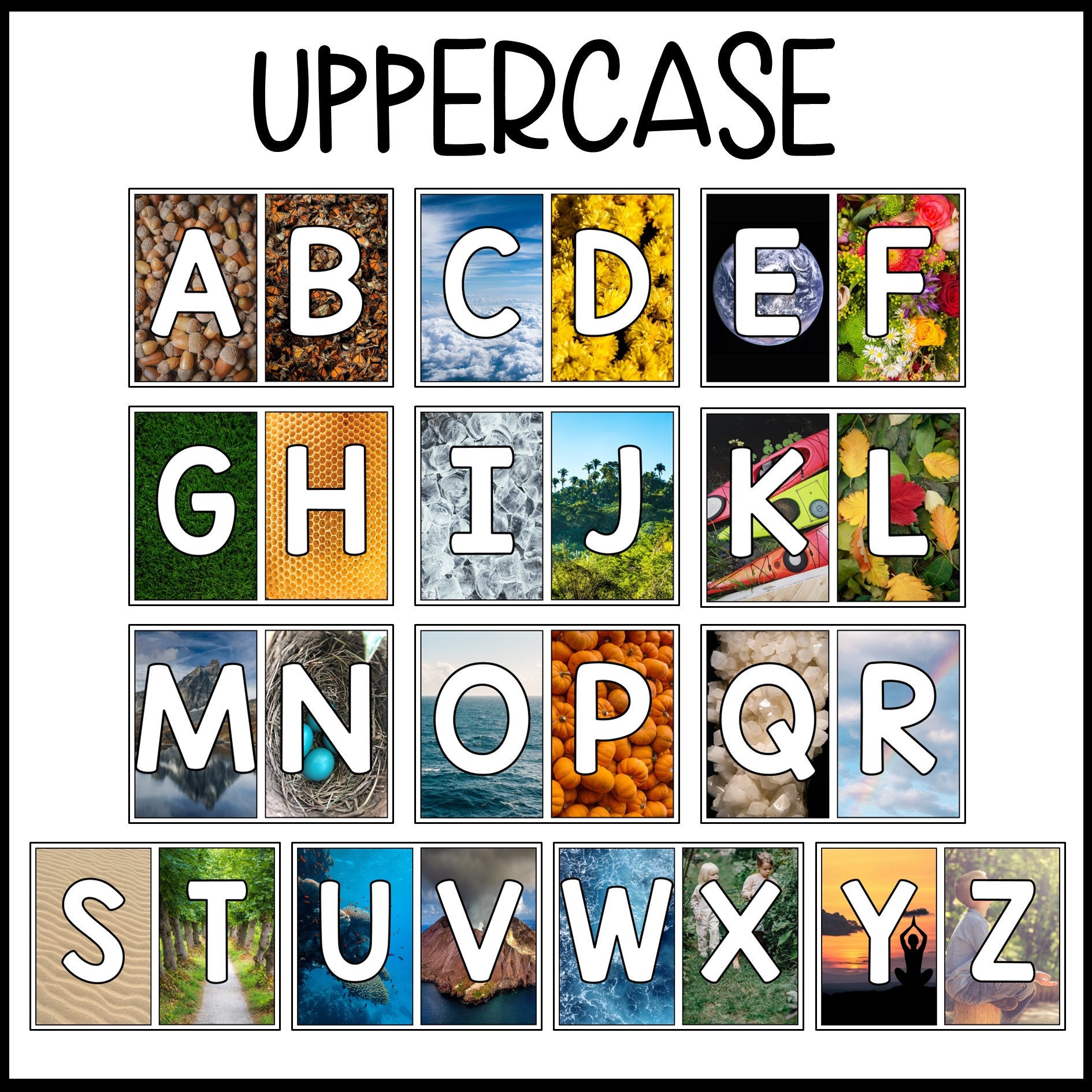 Nature Alphabet Playdough / Playdoh Mats, Nature Alphabet Cards ...