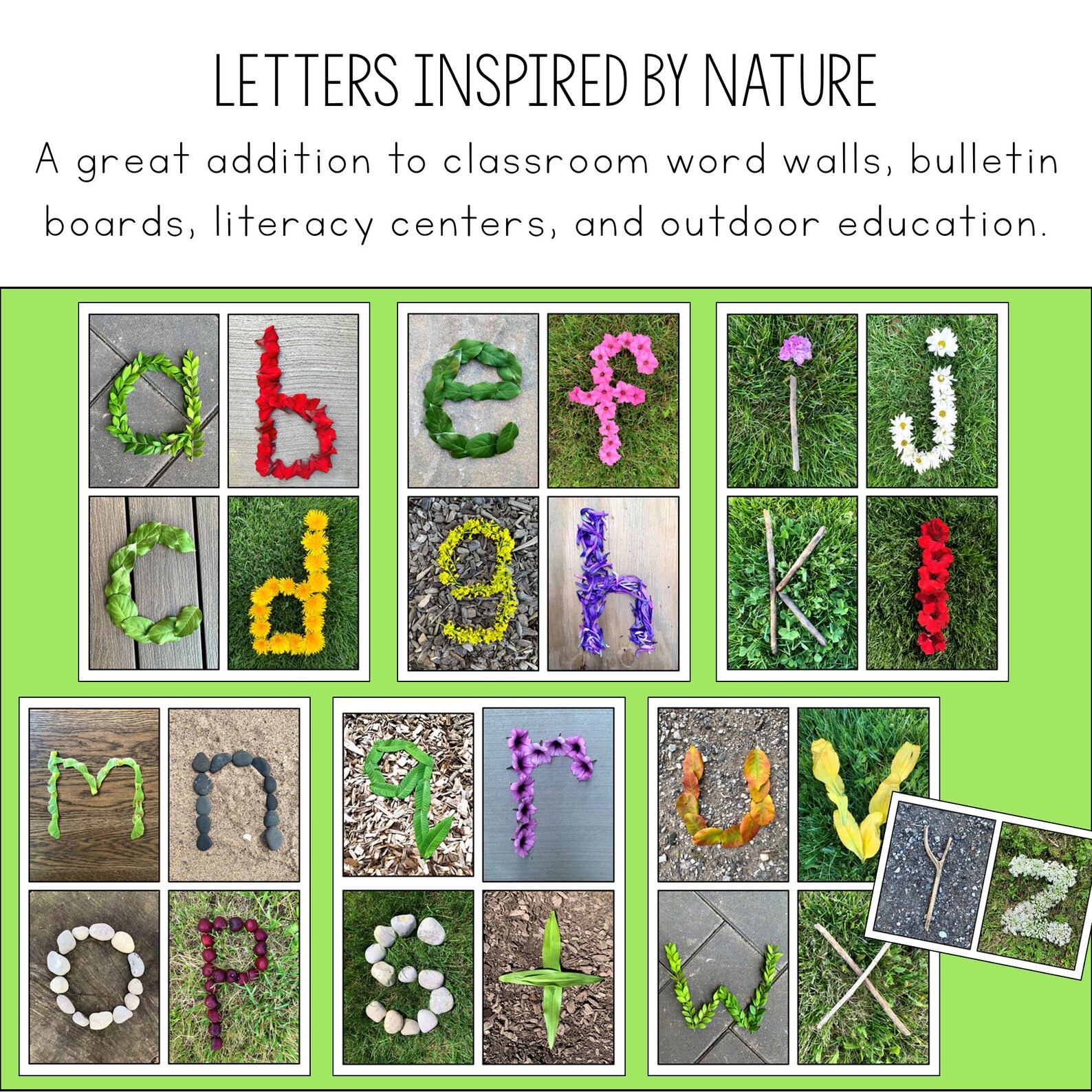Nature Alphabet Lowercase, Alphabet Posters, Instant Download, Digital ...