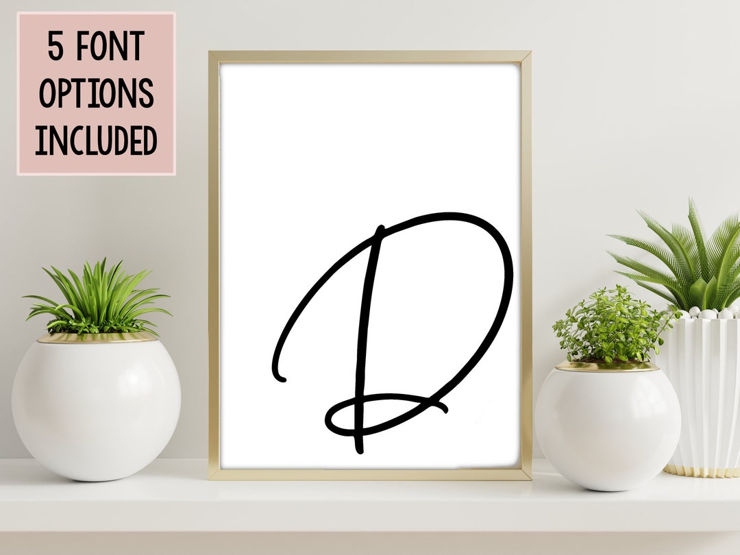Letter D Print, Initial Letter D Wall Art, Printable Wall Art, Monogram ...