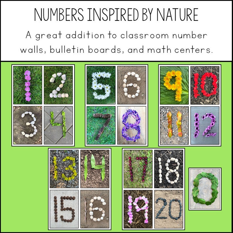 Nature Numbers 0-20, Alphabet Posters, Instant Download, Digital Prints ...