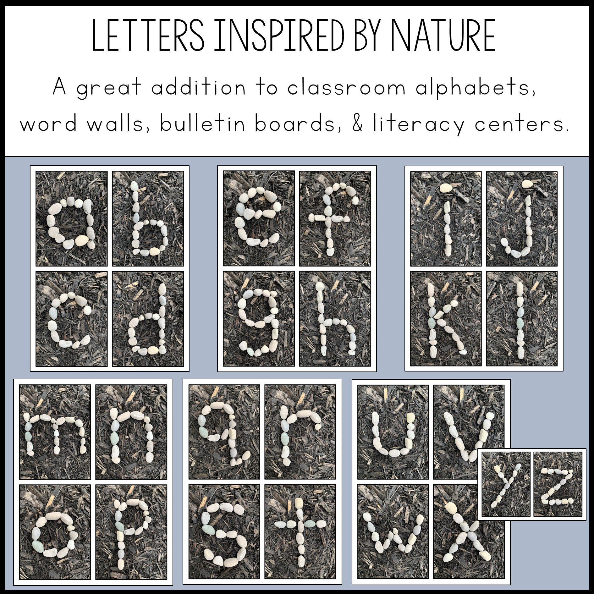 Rock Letters Lowercase, Alphabet Posters, Instant Download, Digital ...