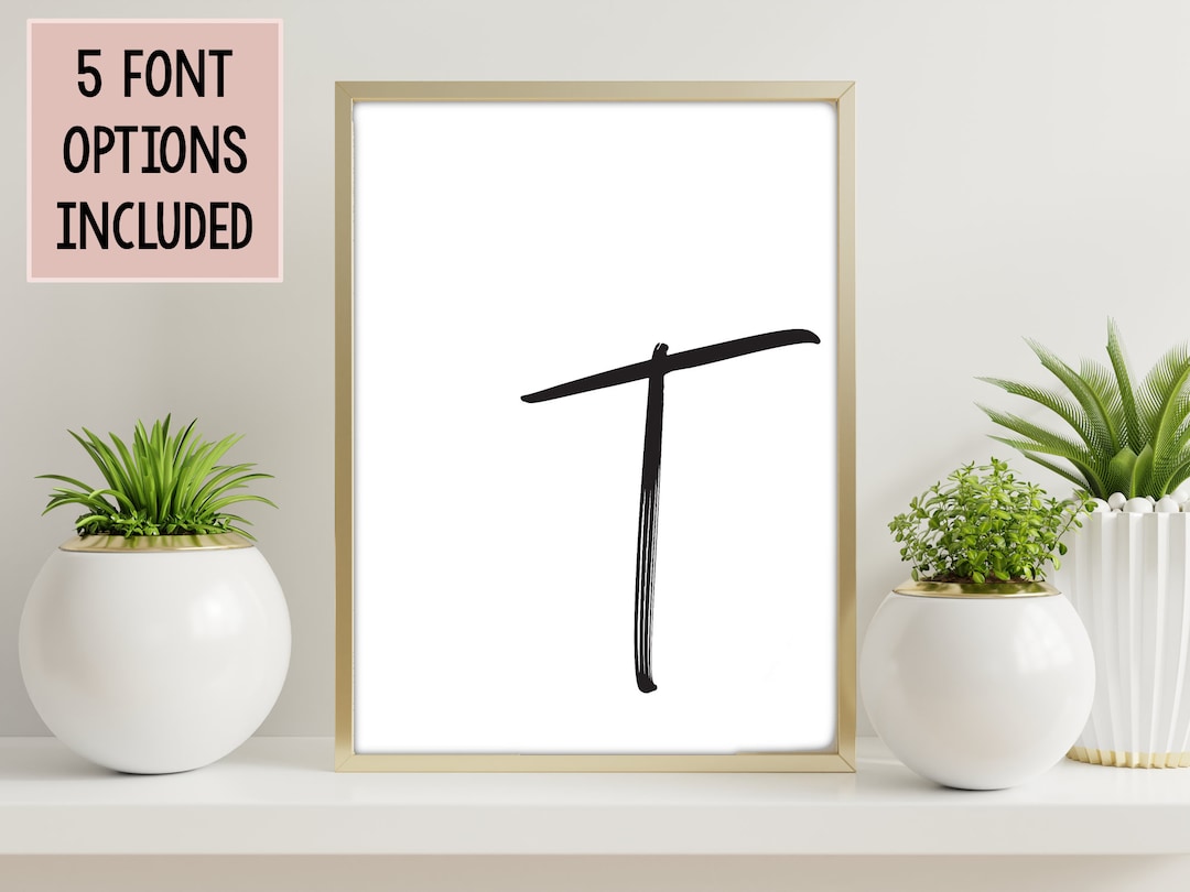 Letter T Print, Initial Letter T Wall Art, Printable Wall Art, Monogram ...