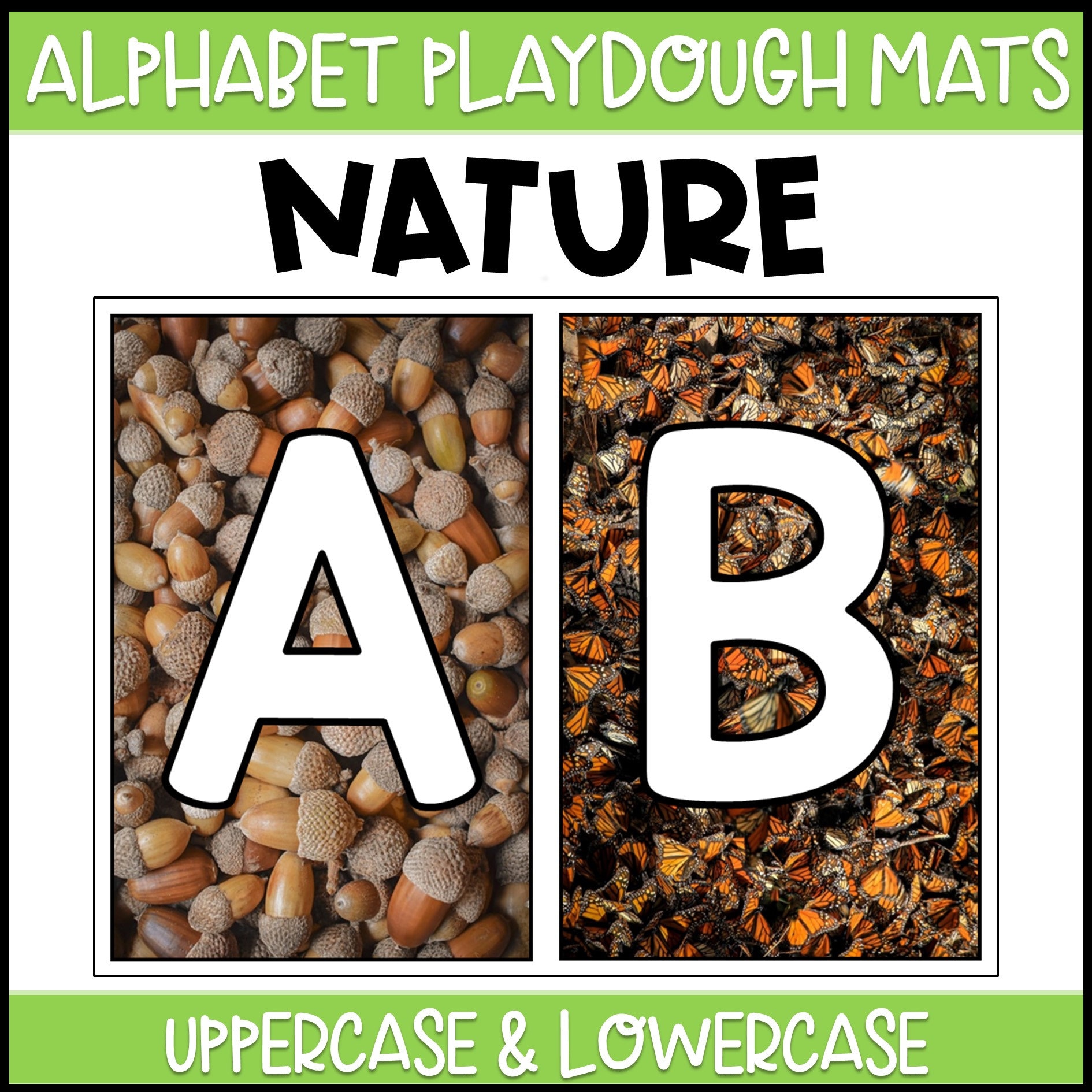Nature Alphabet Playdough / Playdoh Mats, Nature Alphabet Cards ...
