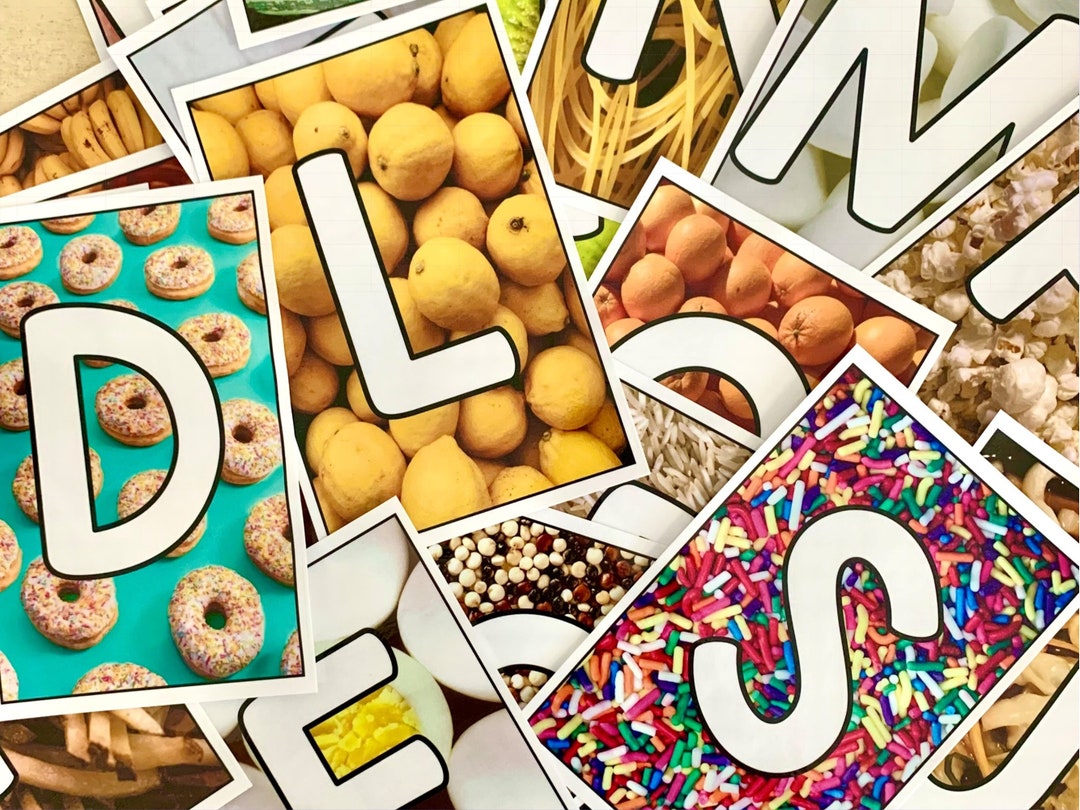 Food Alphabet Playdough / Playdoh Mats, Food Alphabet Cards, Uppercase ...