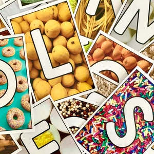 Food Alphabet Playdough / Playdoh Mats, Food Alphabet Cards, Uppercase ...