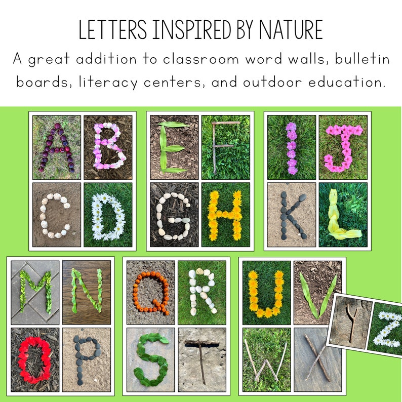 Nature Alphabet Uppercase, Instant Download, Digital Prints - Etsy ...