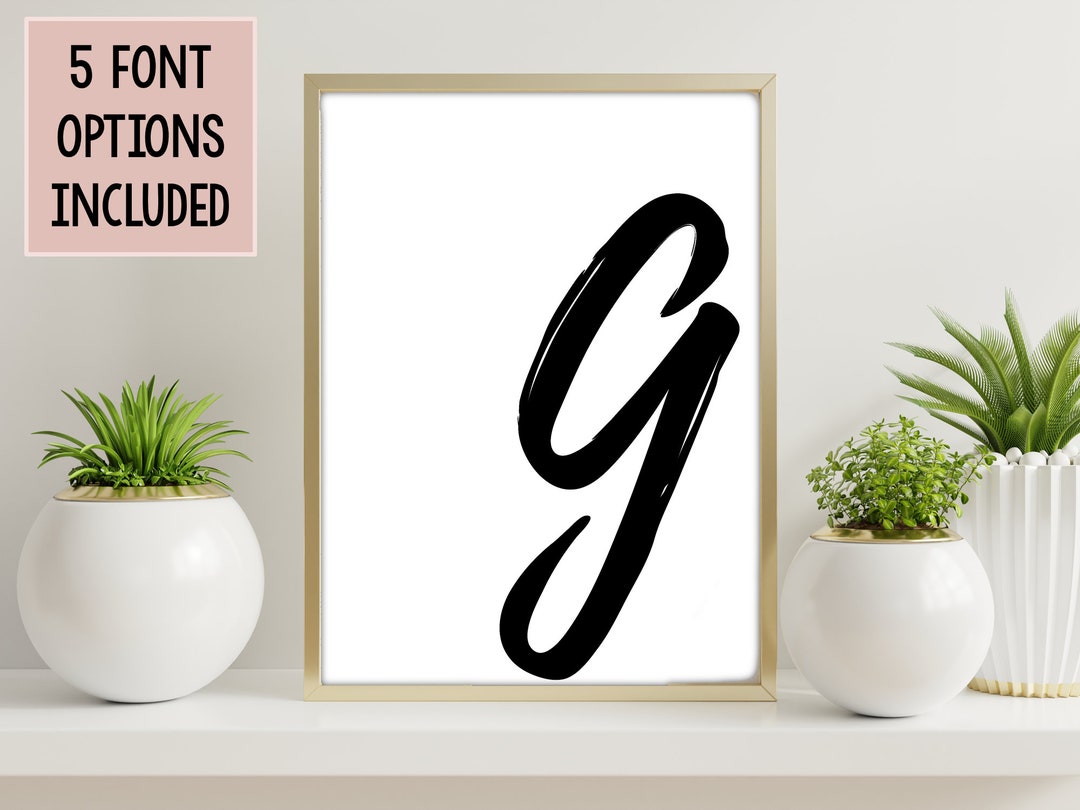 Letter G Print, Initial Letter G Wall Art, Printable Wall Art, Monogram ...