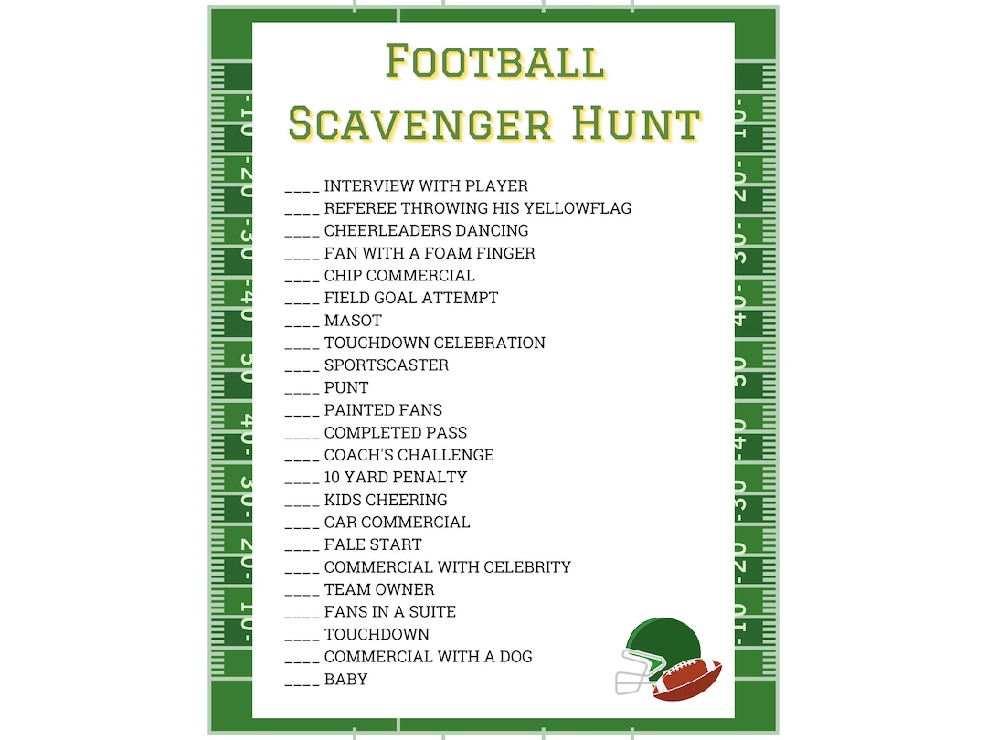 Football Game | Scavenger Hunt | Football Party Game | Super Bowl ...