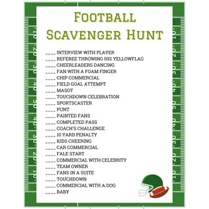 Football Game | Scavenger Hunt | Football Party Game | Super Bowl ...
