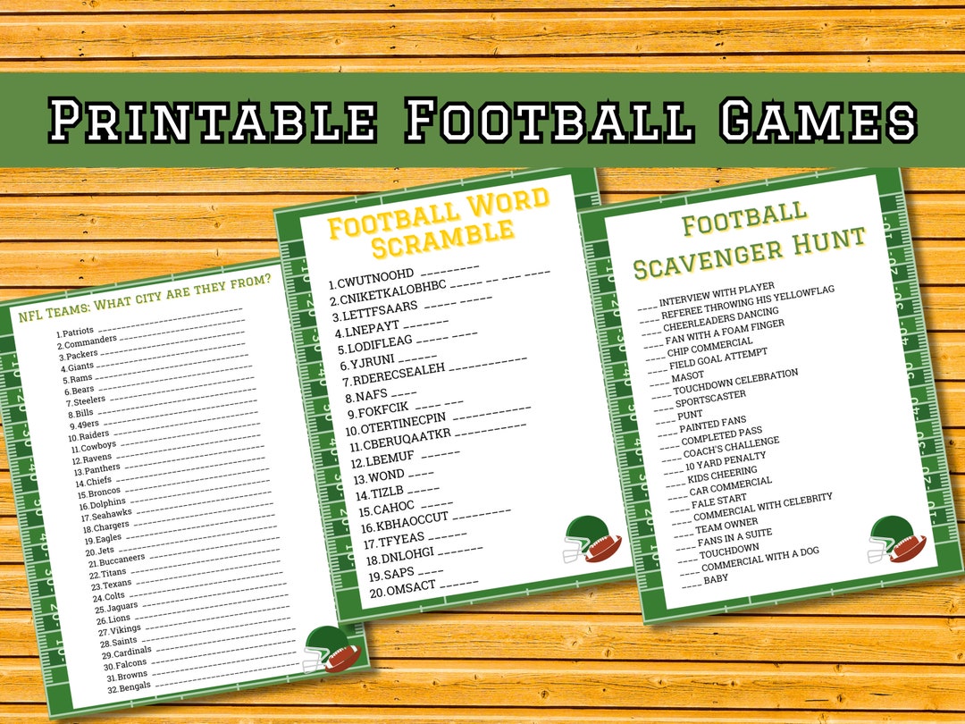 Football Party Games Bundle, Game Day Activities (digital Download) - Etsy