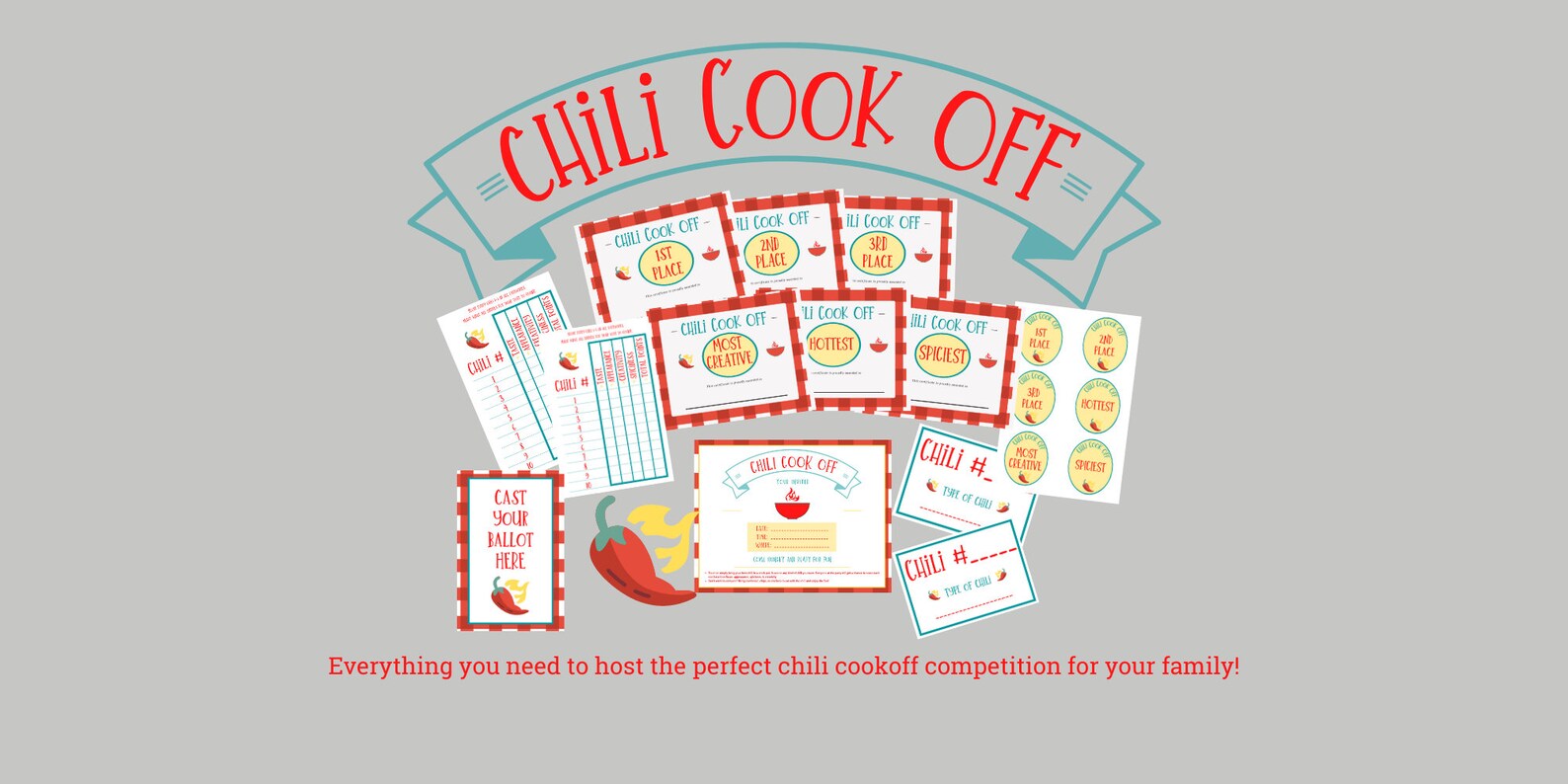 Chili Cook off Party Printables, Score Cards, Award Certificates ...