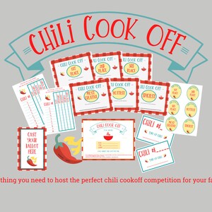 Chili Cook off Party Printables, Score Cards, Award Certificates ...