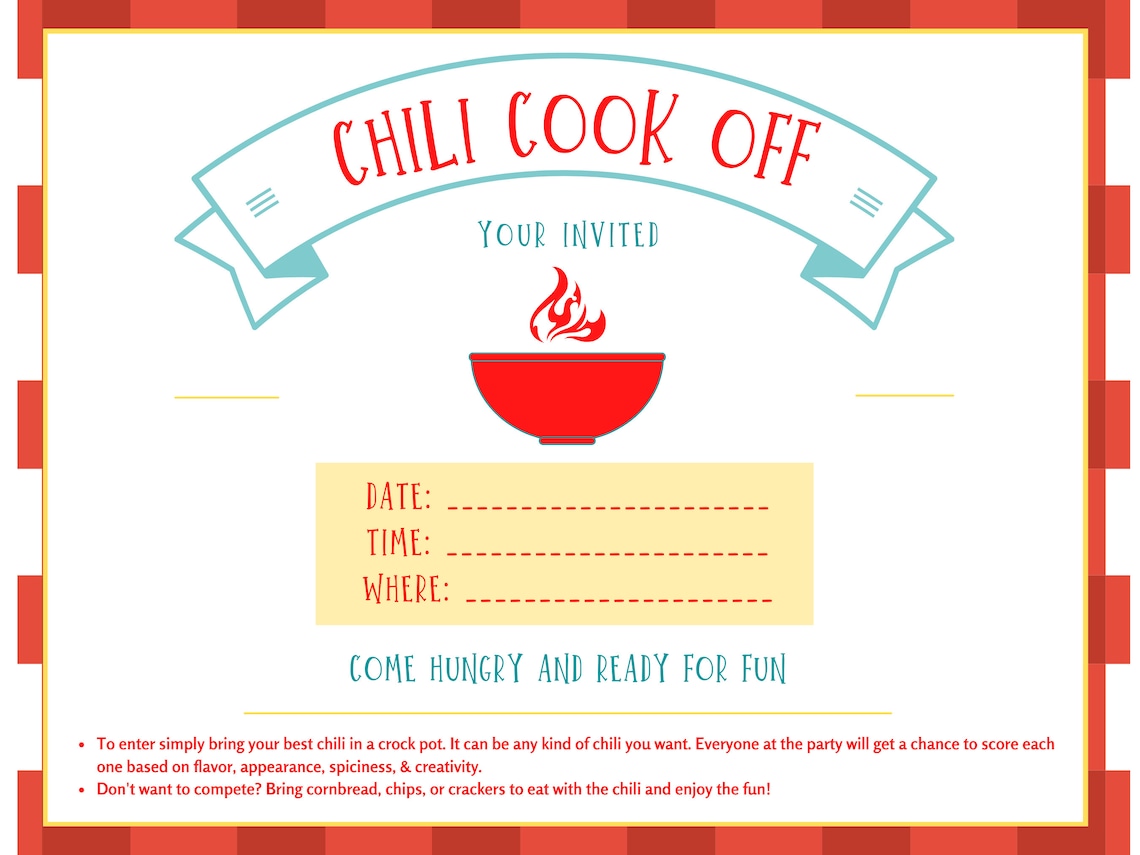 Chili Cook off Party Printables, Score Cards, Award Certificates ...