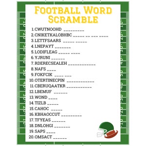 Football Game | Word Scramble | Football Party Game | Super Bowl Sunday ...