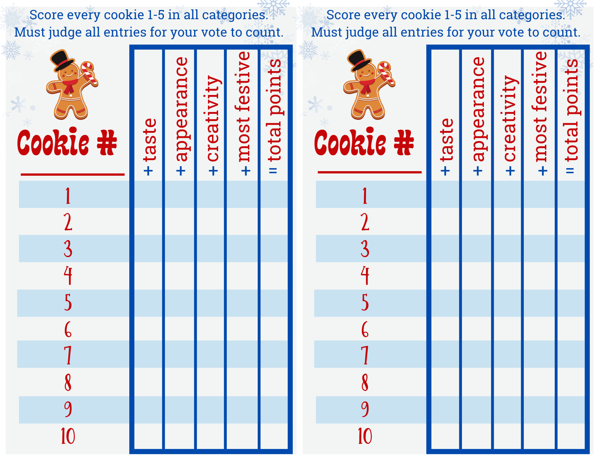 Christmas Cookie Bake-off Party Kit | Printable Cookie Competition ...