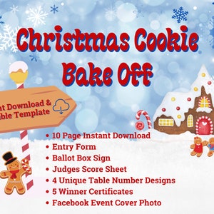 Christmas Cookie Bake-off Party Kit | Printable Cookie Competition ...