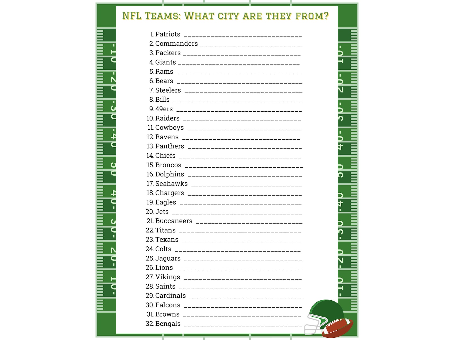 Football Game | Name That NFL Team | Football Party Game | Game Day ...