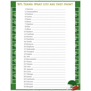 Football Game | Name That NFL Team | Football Party Game | Game Day ...