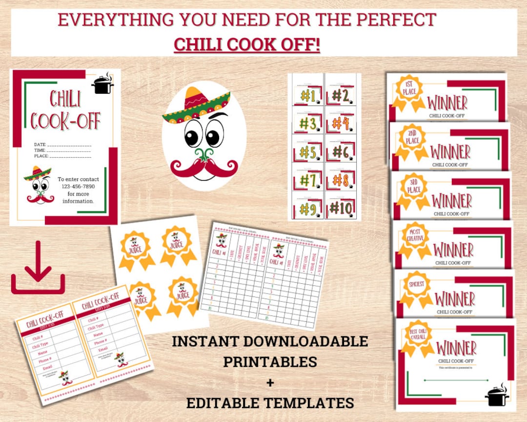 Chili Cook-off Family Activity Kit, Scorecards, Chili Cook-off ...