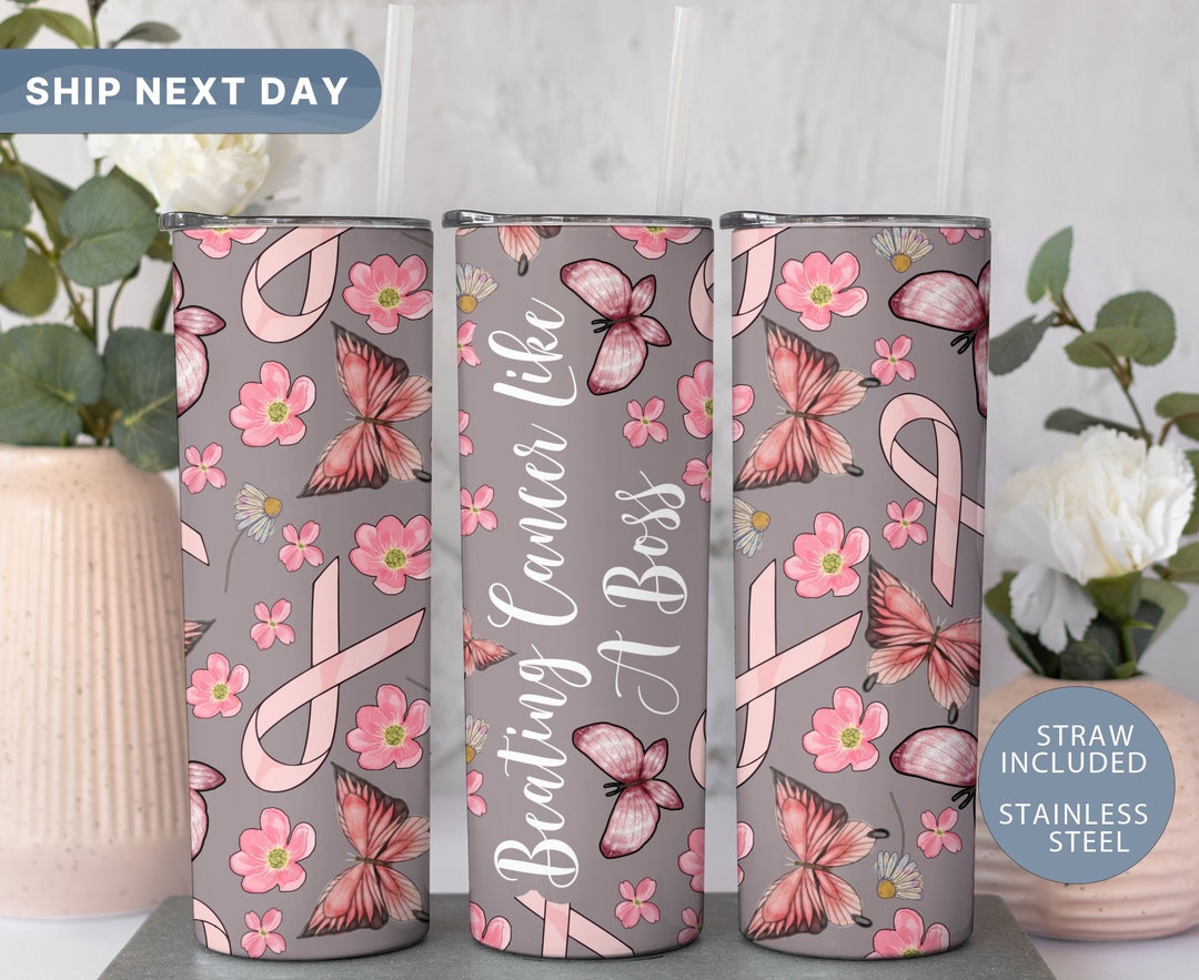 Beating Cancer Like A Boss Tumbler, Breast Cancer Survivor 20oz Tumbler ...