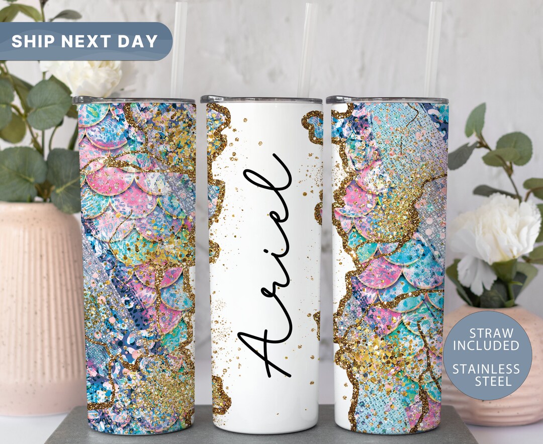Mermaid Scale 20oz Personalized Tumbler, Mermaid Tumbler Ocean Tumbler ...