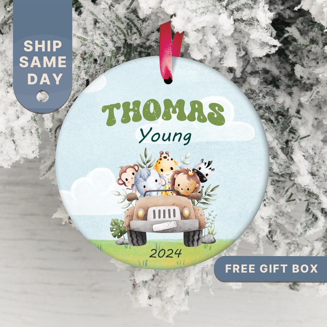 Custom Zoo Christmas Ornament, First Chrsitmas Keepsake, Newborn Ornament, Christmas 2024 ...
