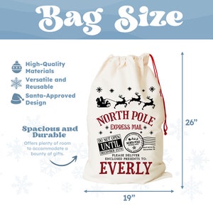 North Pole Santa Sack, Presents Bag, Christmas Gift Sack, Personalized ...