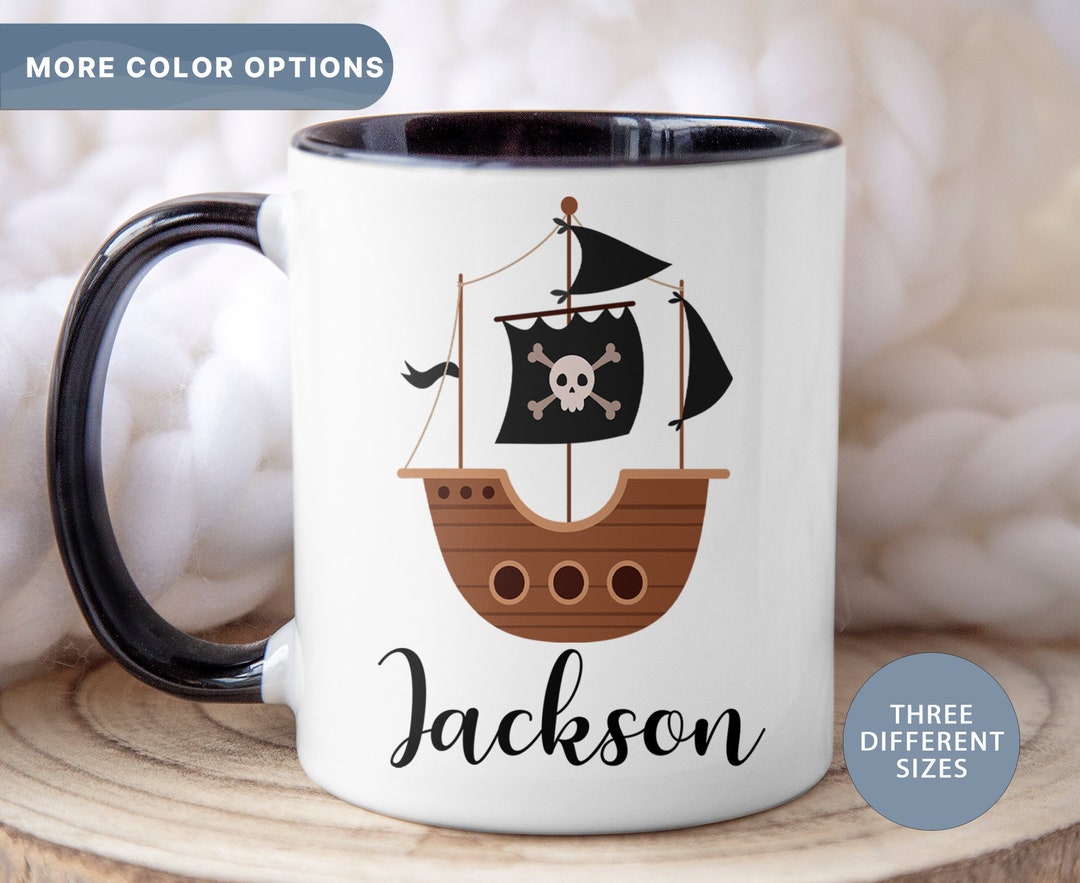 Pirate Ship Kids Mug, Personalized Child Cup, Graphic Coffee Mugs for ...