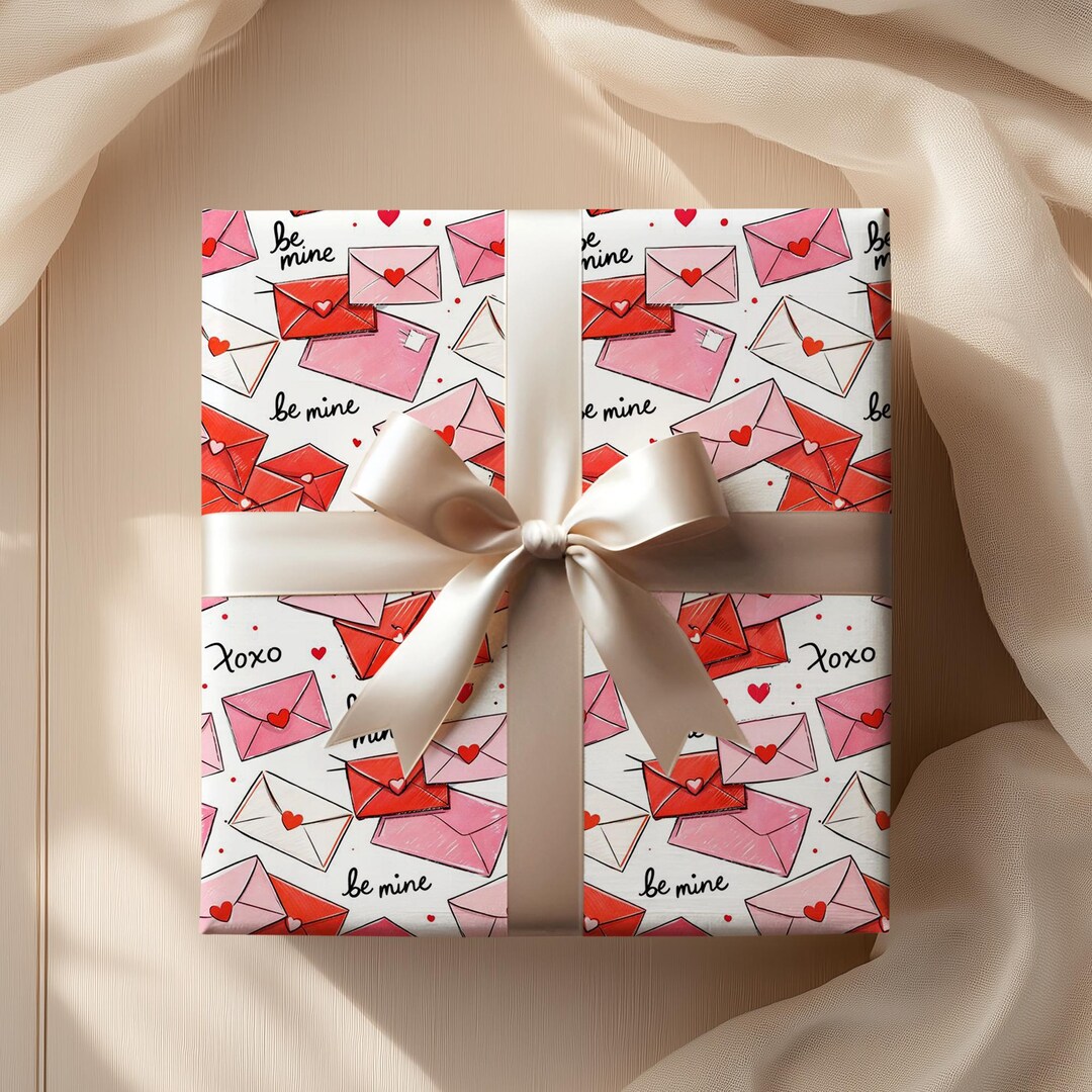 Be Mine Gift Wrapping Paper, Love Letter Wrapping Paper for Couples ...