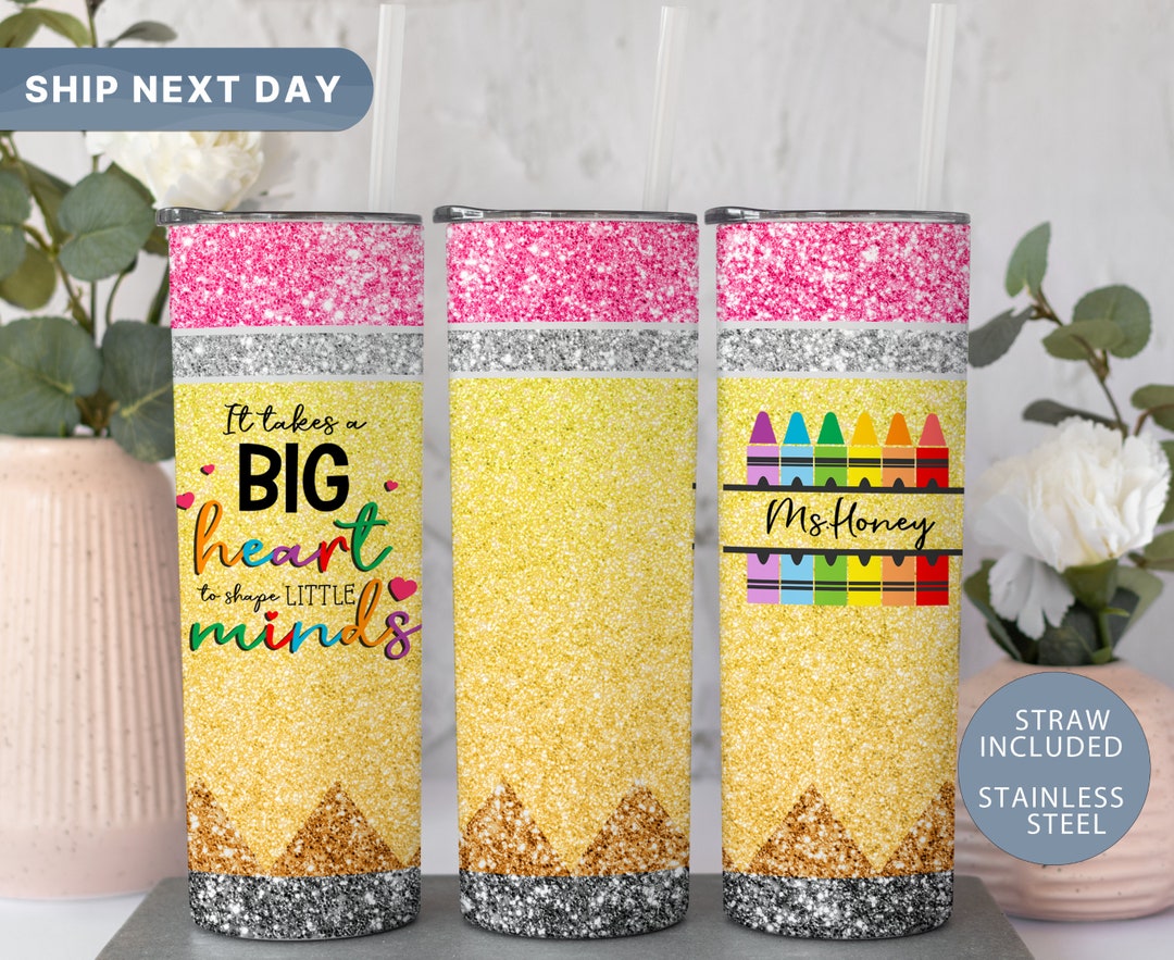 Pencil Tumbler, School Teacher Tumbler With Straw, Personalized Teacher ...