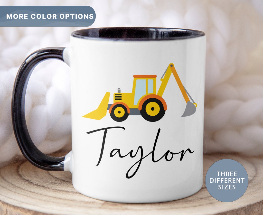 Excavator Custom Name Mug for Kids, Boy Digger Truck Mug Cup ...