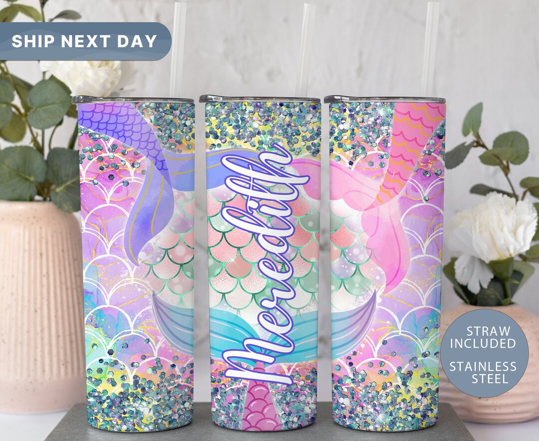 Personalized Mermaid Skinny Tumbler, Mermaid Tumbler, Sea Life Tumbler ...