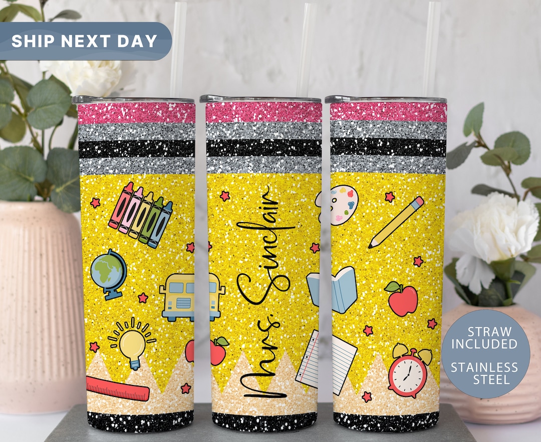 Custom Teacher Tumbler, Personalized Teacher Gifts, Pencil Tumbler Cup ...