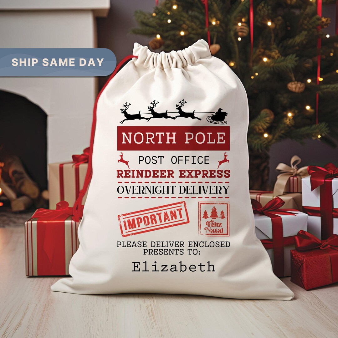 Personalized North Pole Reindeer Express Gift Bag, Custom Christmas ...