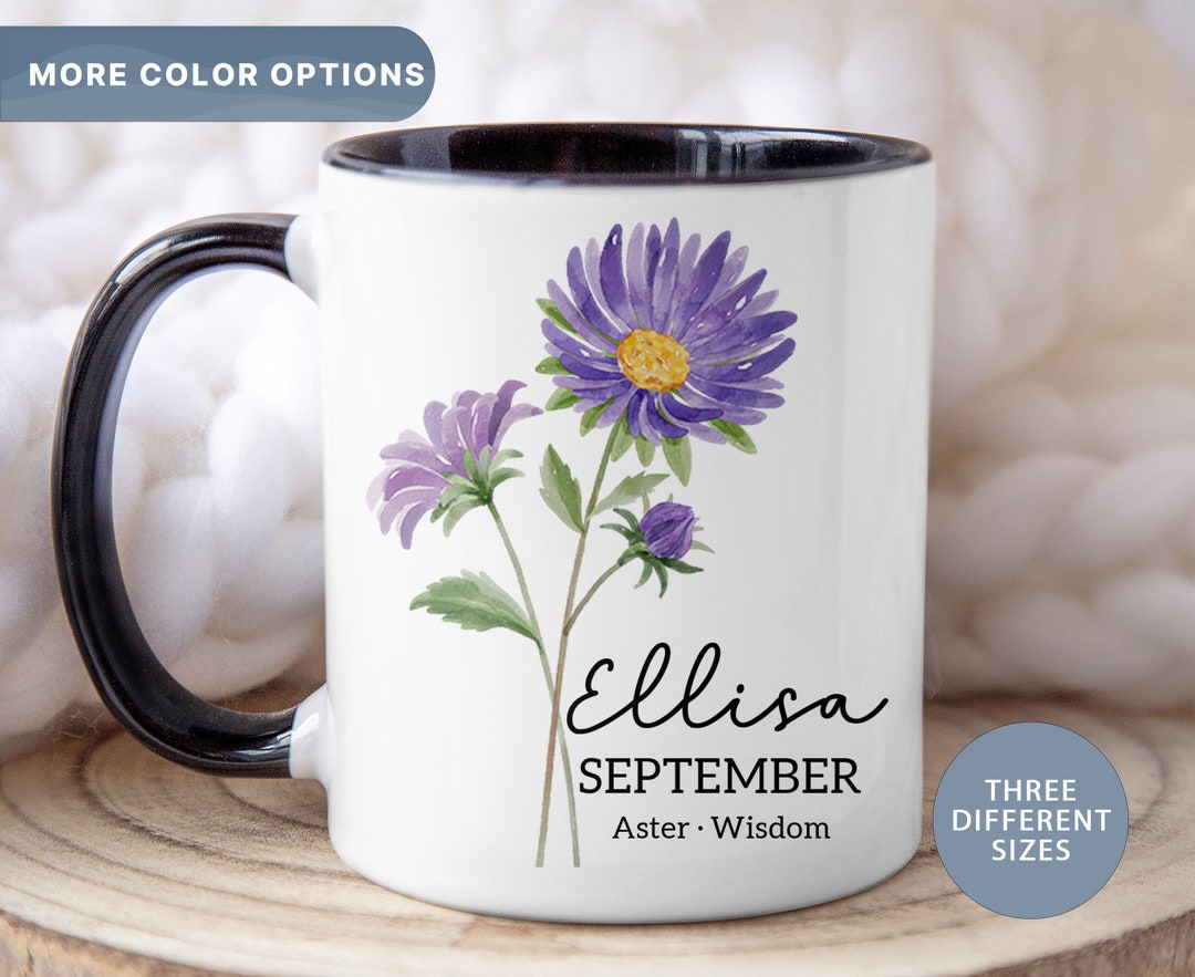 September Birth Month Flower Coffee Mug, Personalized Ceramic Floral ...