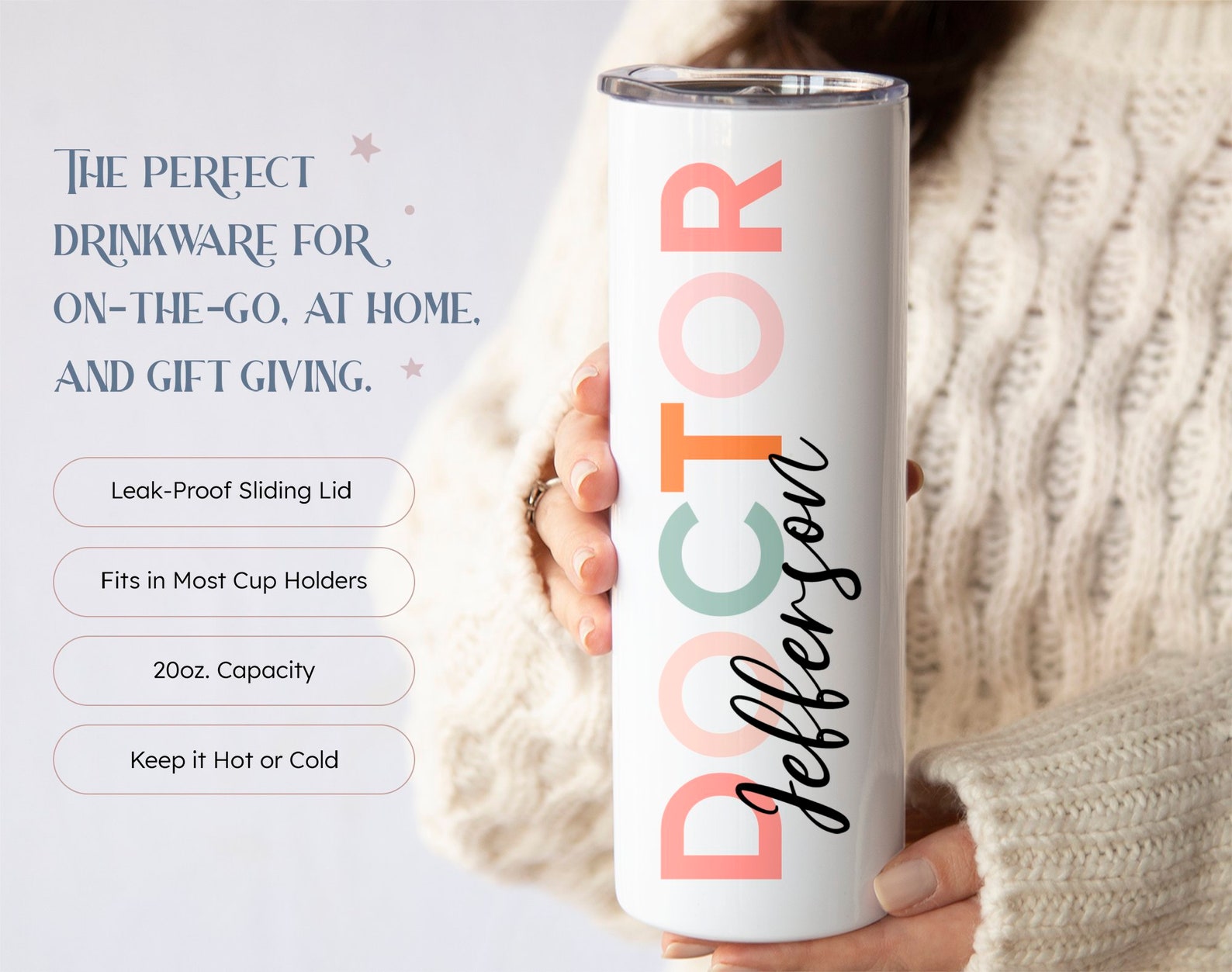 Doctor Personalized Tumbler, 20oz Skinny Tumbler for Doctors, Medical ...