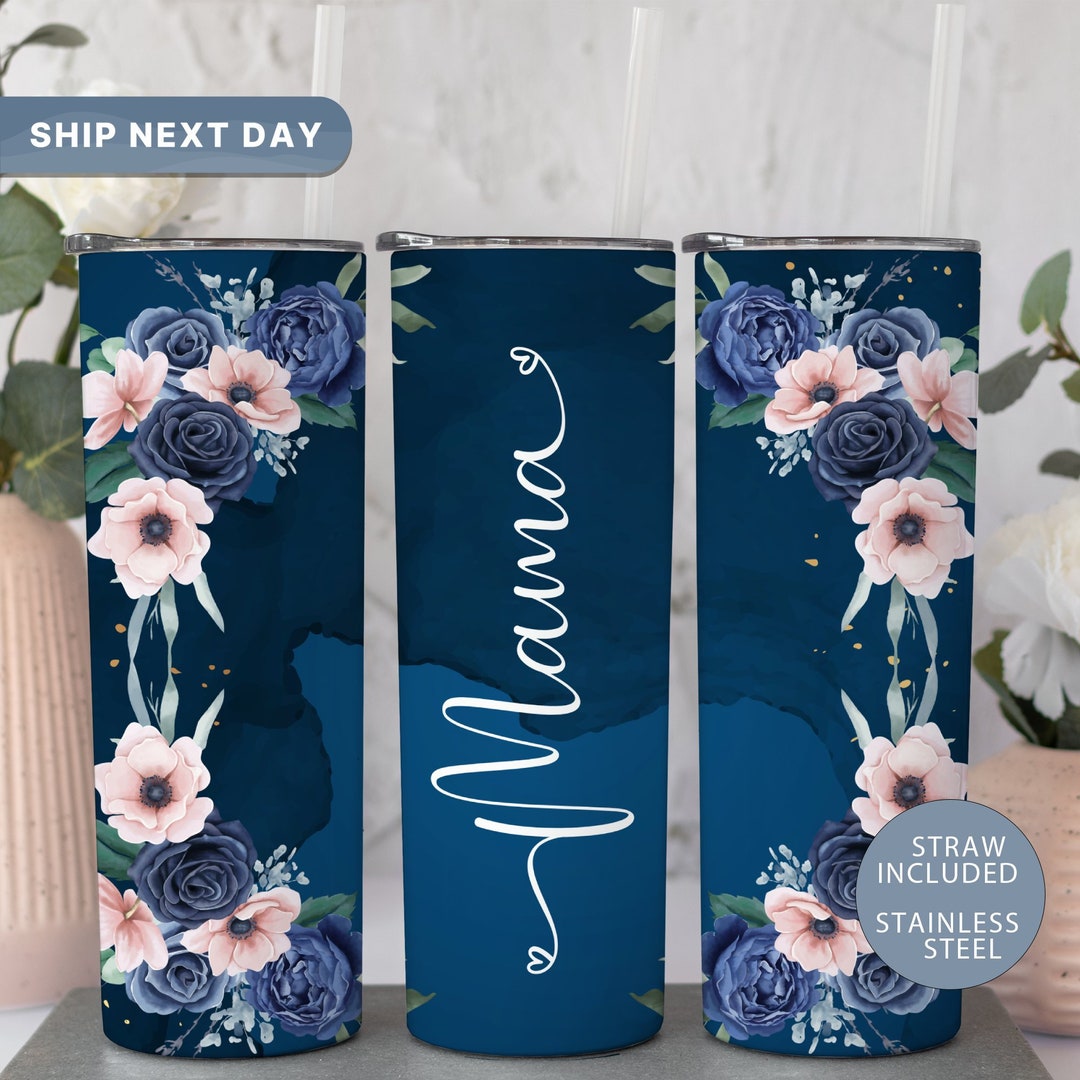 Mama Roses Floral Tumbler With Straw and Lid, Insulated Tumbler Cup for ...