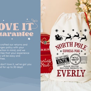 North Pole Santa Sack, Presents Bag, Christmas Gift Sack, Personalized ...