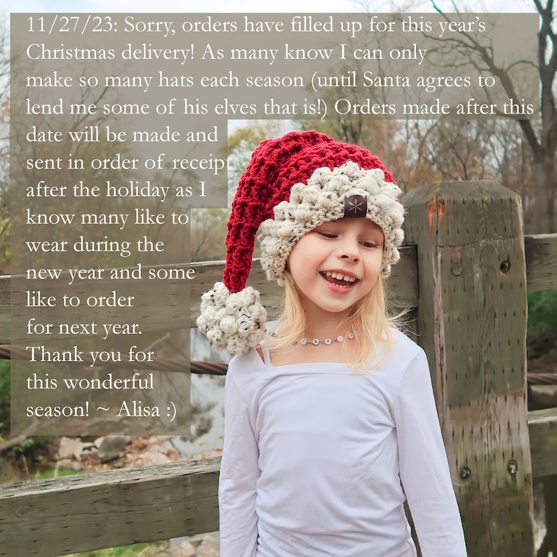 Handmade Snowball Santa Hat for Kids and Adults - Made by the Designer ...