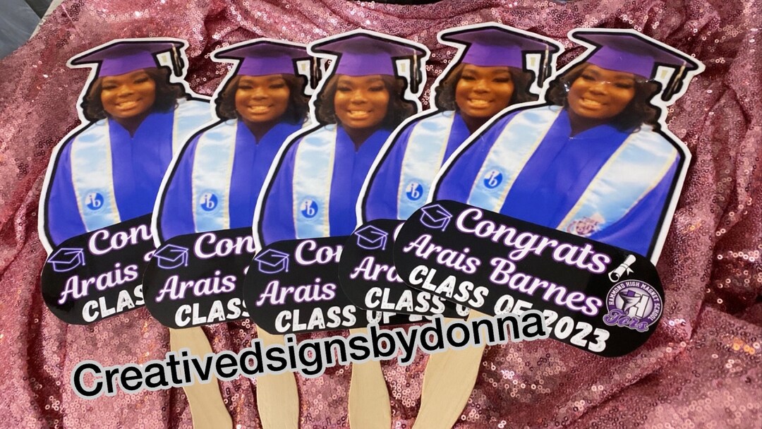Graduation Fans Gradfans Head on a Stick Custom Face Fans - Etsy