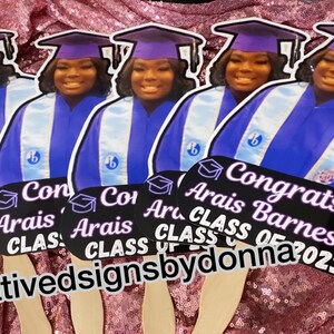 Graduation Fans Gradfans Head on a Stick Custom Face Fans - Etsy