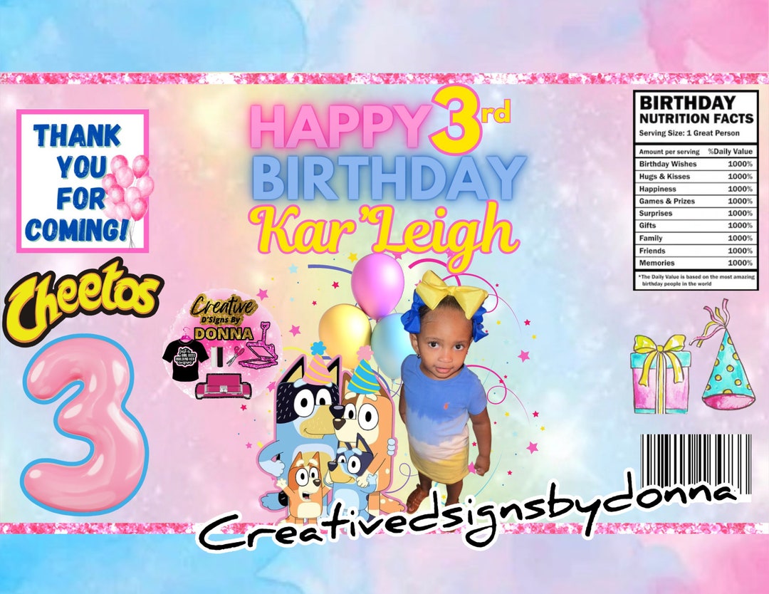 Bluey Theme Birthday Customized Chip Bags Digital Template Custom Party ...