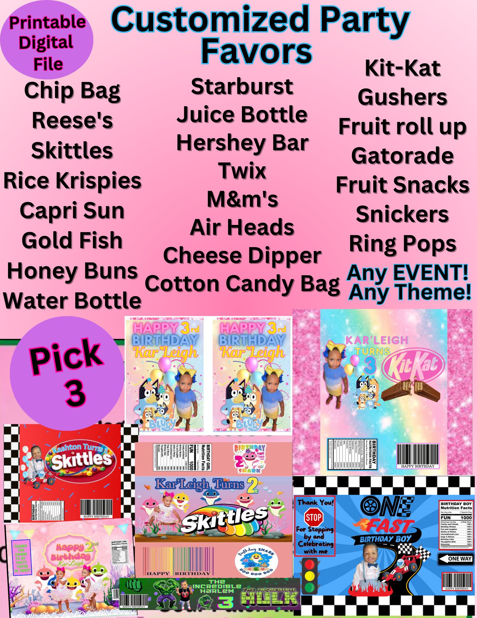 Digital Files* Customized Party Bundle, Customized Treats, Custom ...
