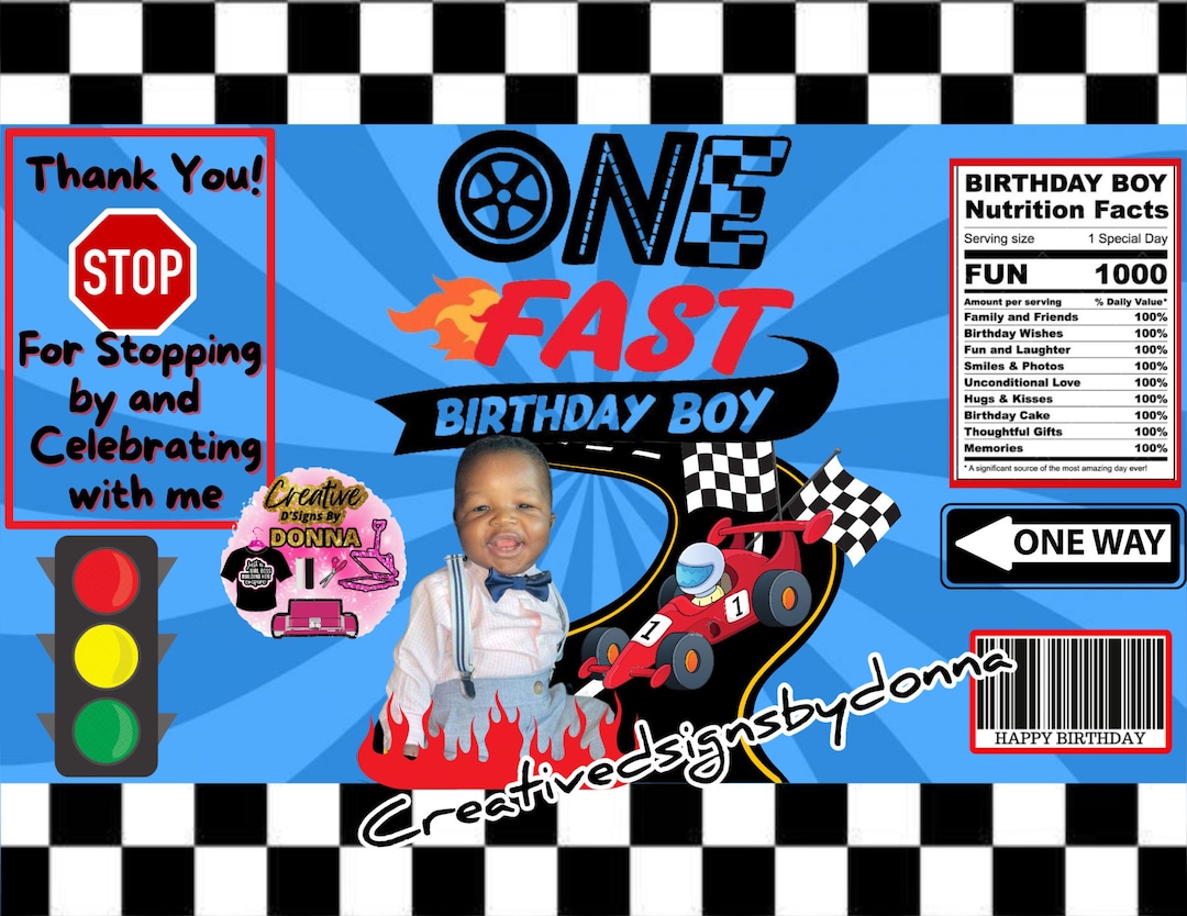 Fast One Theme Birthday Customized Chip Bags Digital Template Custom ...