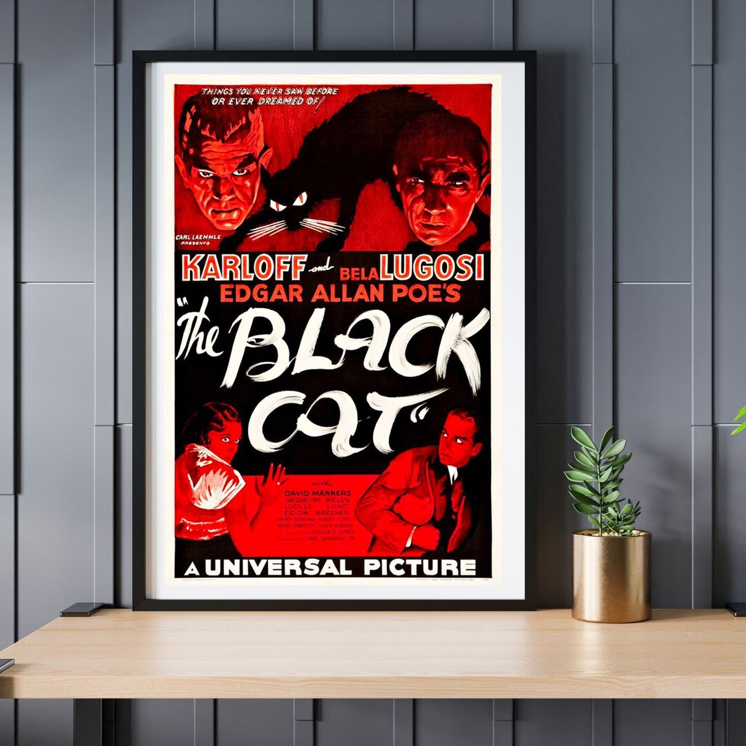 Edgar Allen Poe's Black Cat Vintage Poster | Horror Movie Poster ...