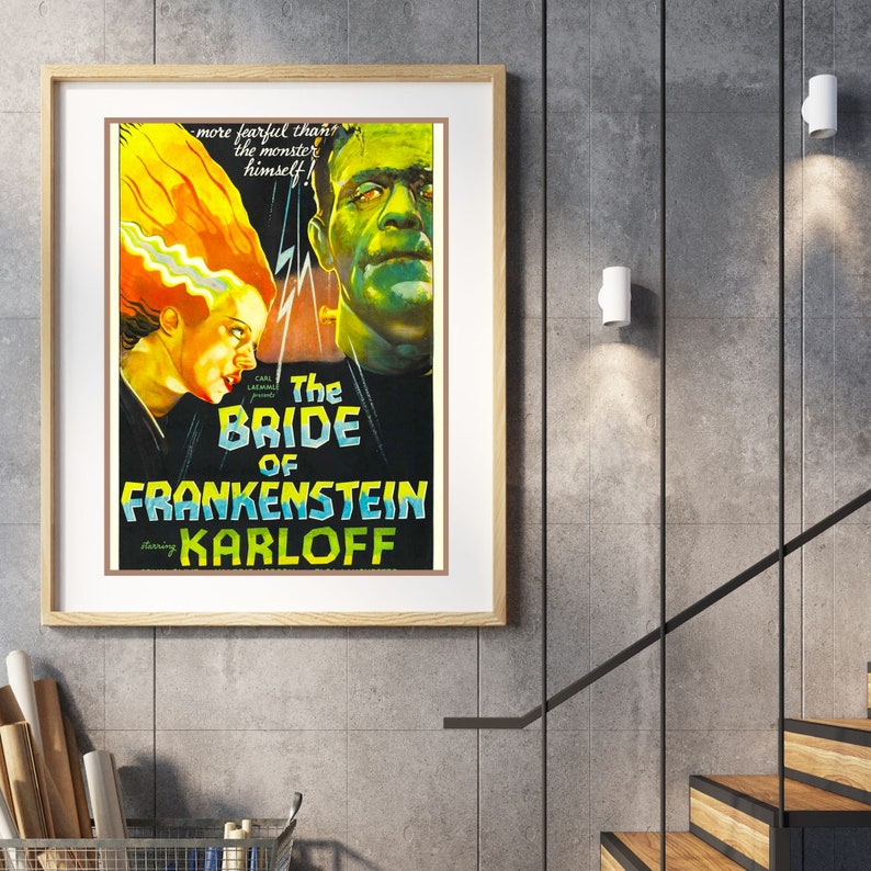 The Bride of Frankenstein Vintage Horror Movie Poster | Horror Decor ...